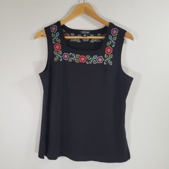 August Max | Tops | August Max Embroidered Floral Tank Top Size M L ...
